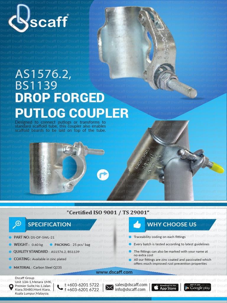 Putlog Coupler: Zinc-Coated Scaffold Connector | PDF | Scaffolding ...