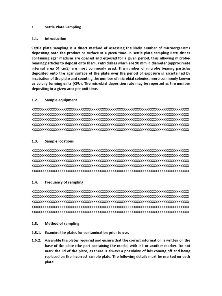 Settle Plate Sampling Guide | PDF | Colony Forming Unit | Growth Medium