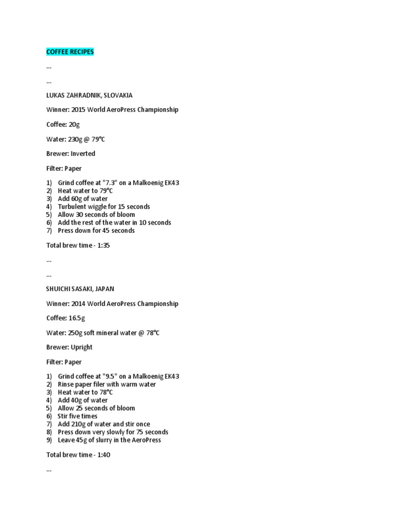 Coffee Recipes | PDF