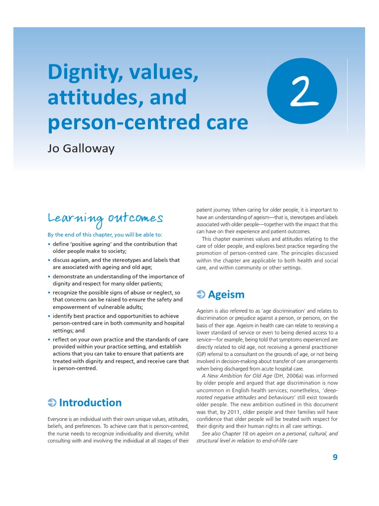 Dignity, Values, Attitudes, and Person-Centred Care: Jo Galloway | PDF ...