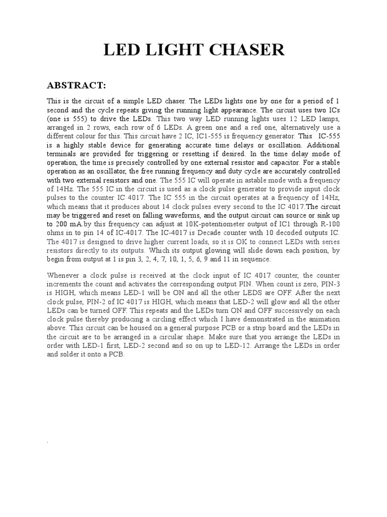 Led Light Chaser: Abstract | PDF | Electrical Components | Electronic ...