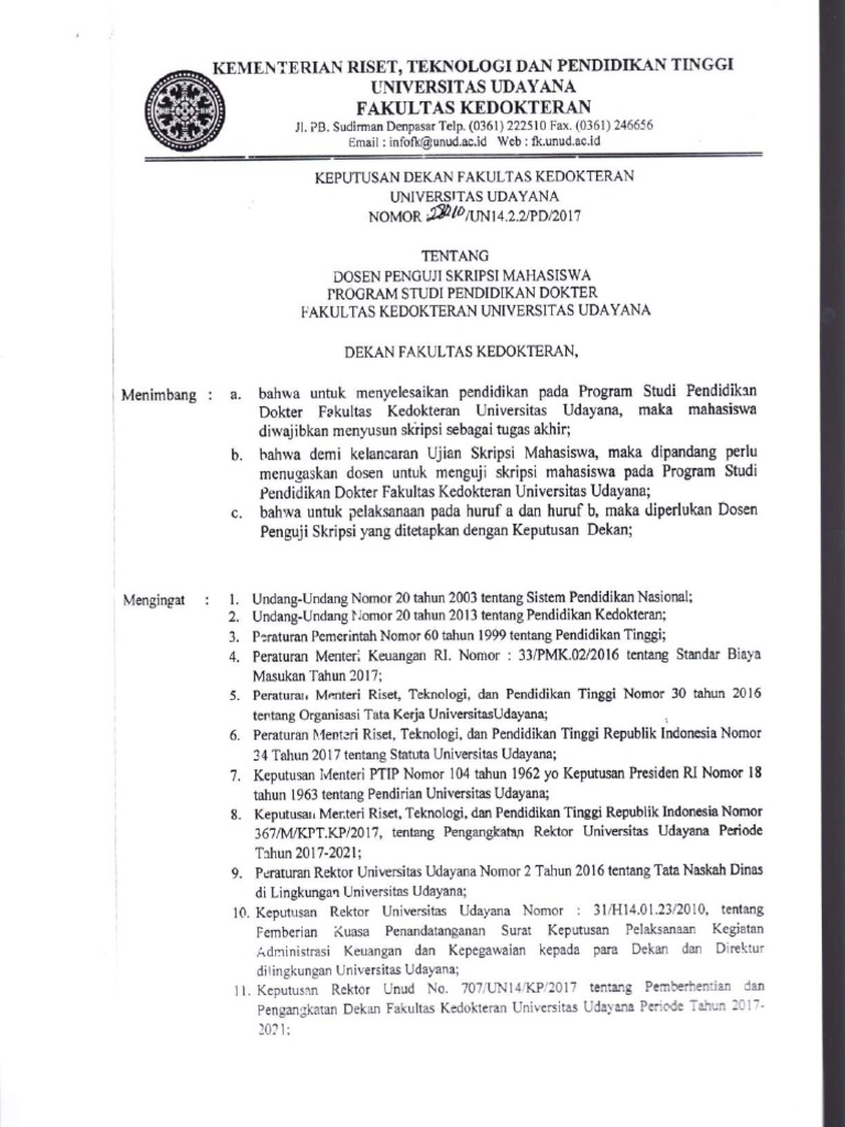 280.10 Dosen Penguji Skripsi Mahas SMST Vii PSPD FK Unud - Compressed | PDF