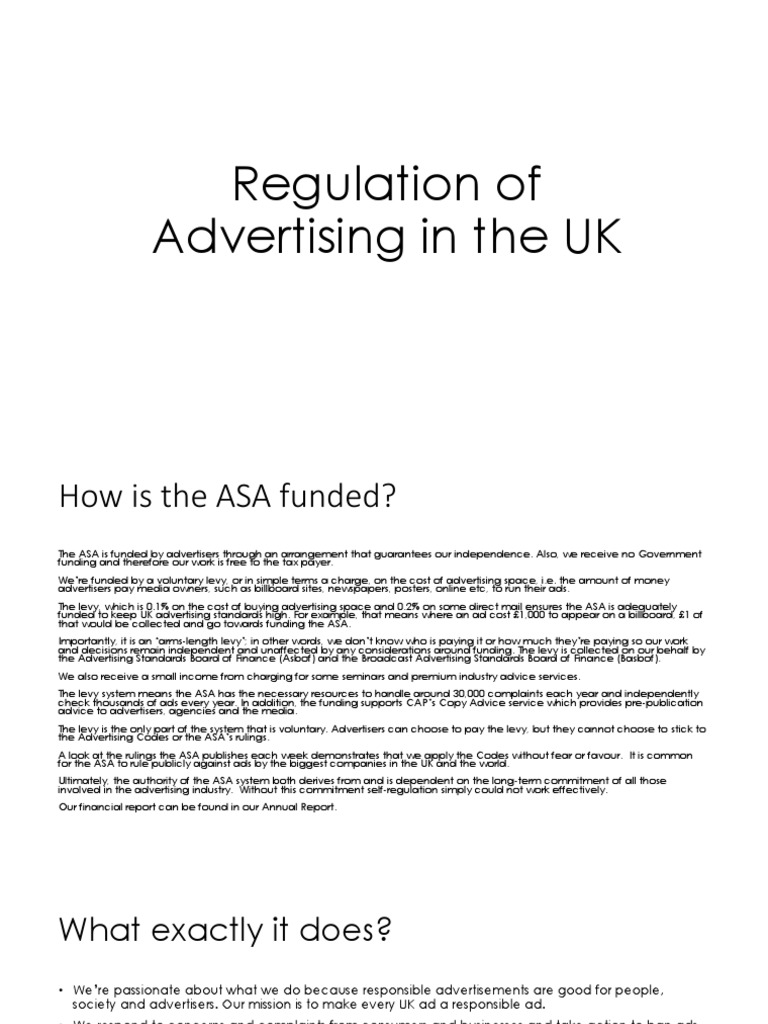 Regulations of Advertising in The UK | PDF | Marketing Communications ...