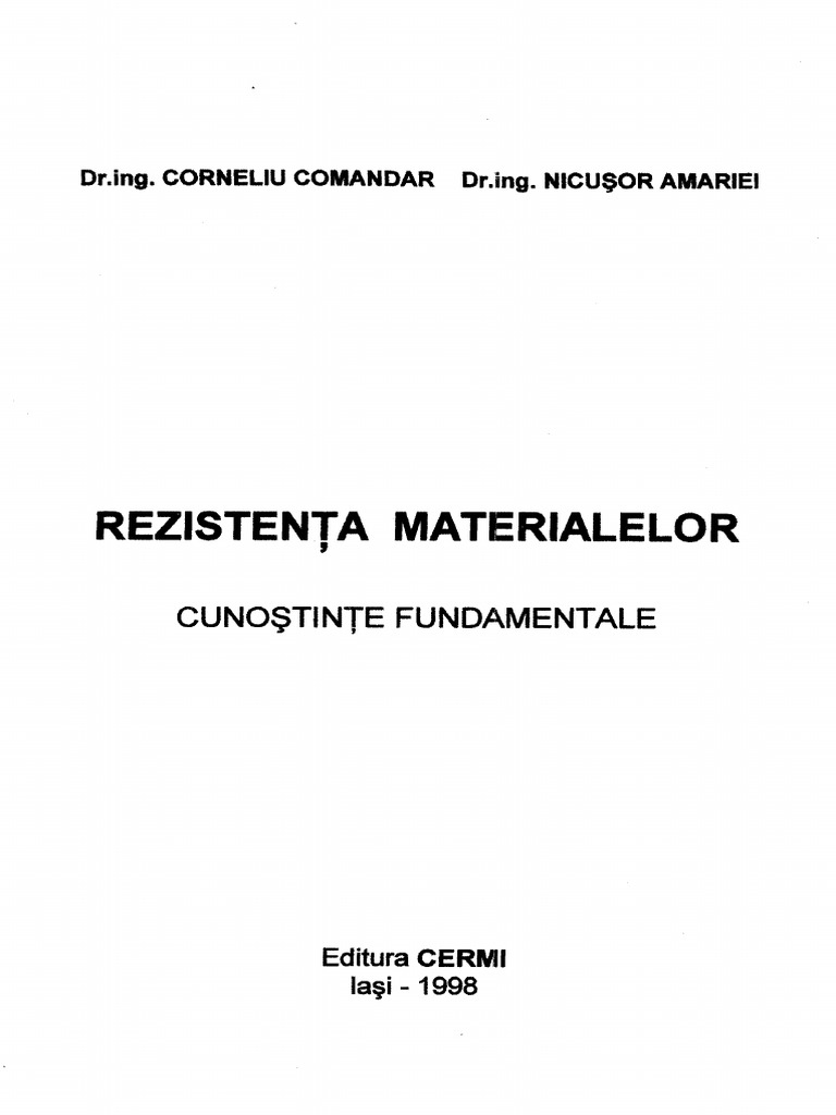 Rezistenta Materialelor Cunostinte Fundamentale Ed Cermi 1998-1-1 | PDF