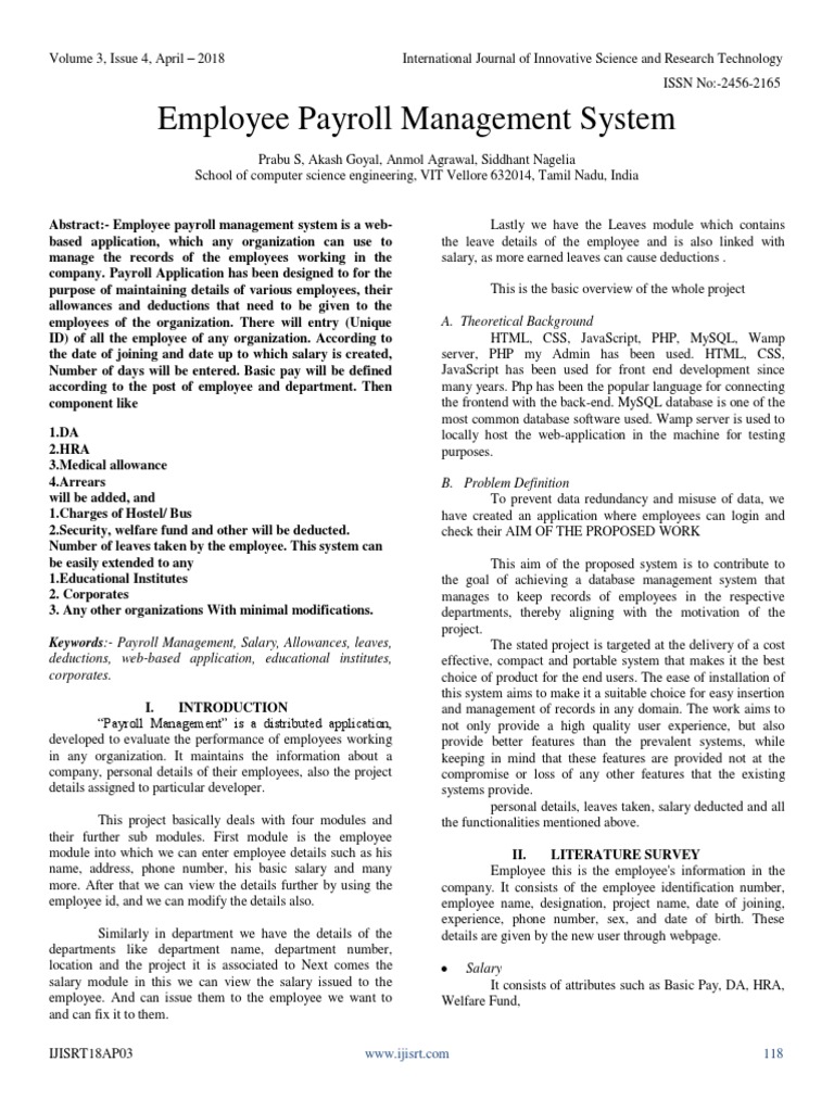 Employee Payroll Management System | PDF | Databases | Software Engineering