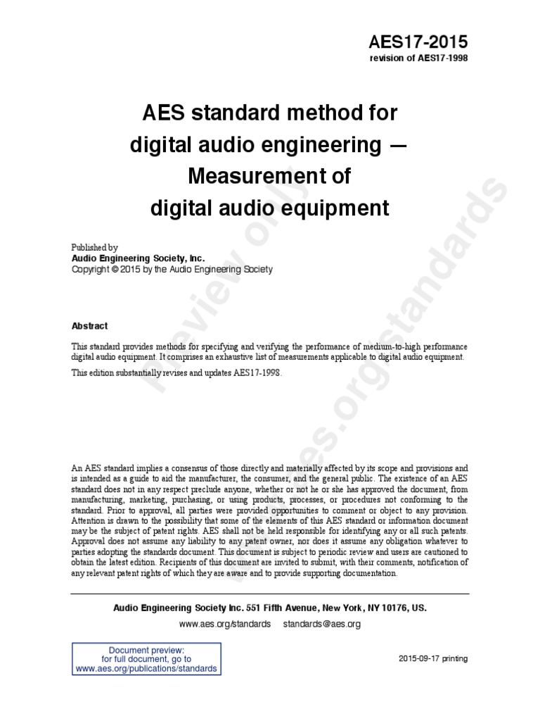 AES Standard Method For Digital Audio Engineering - Measurement of ...
