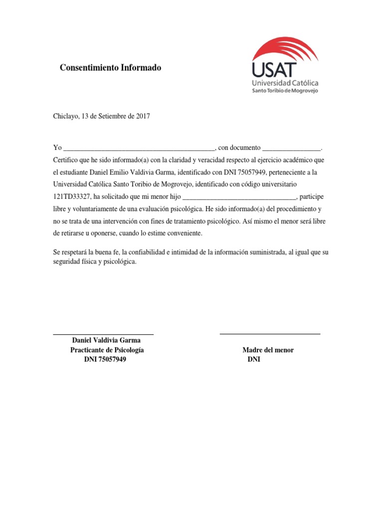 Consentimiento Informado NIÑOS