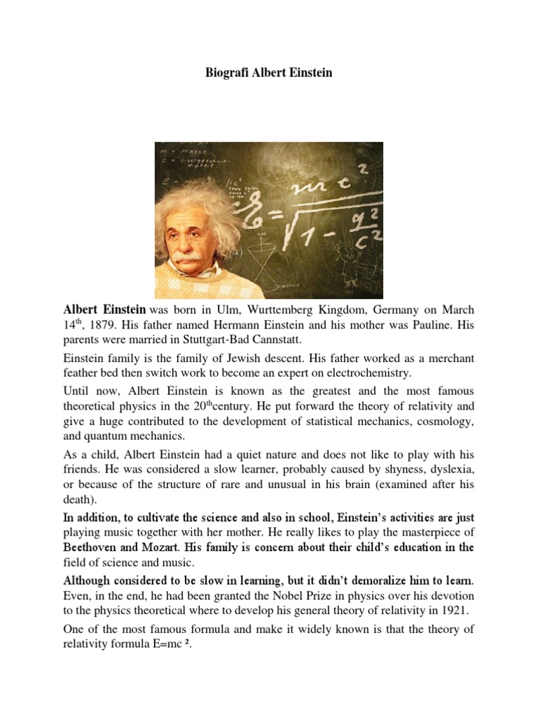 Biografi Albert Einstein | PDF | Albert Einstein | Theoretical Physics