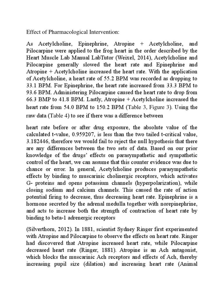 Pharmacological Effects on Frog Heart | PDF | Acetylcholine | Heart Rate