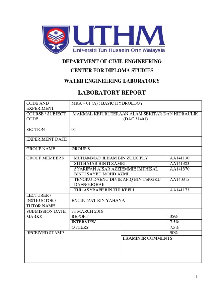 Hidraulic Lab Report - Basic Hydrology | PDF | Surface Runoff | Rain