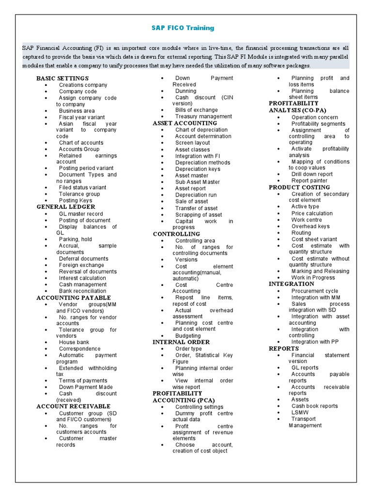 SAP FICO Syllabus | PDF | Depreciation | Financial Accounting