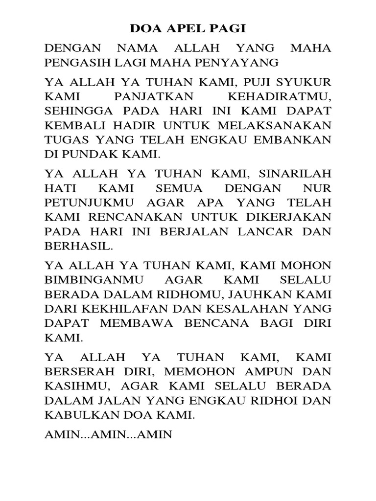 Doa Apel Pagi | PDF