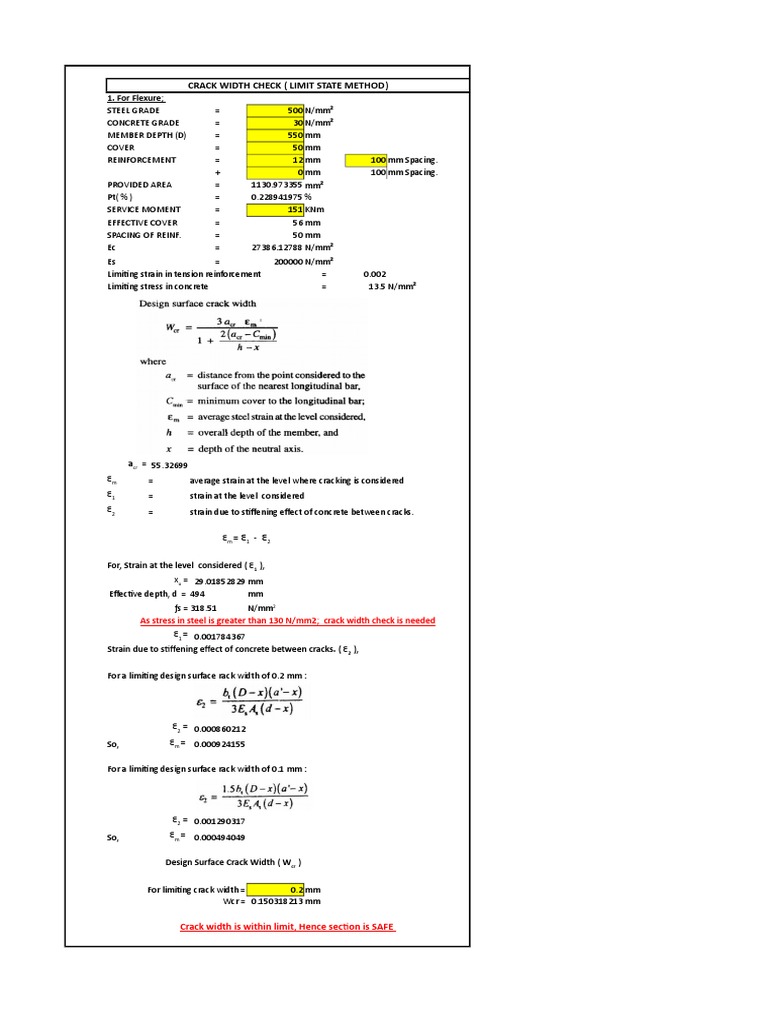 Crack Width Check | PDF | Fracture | Bending