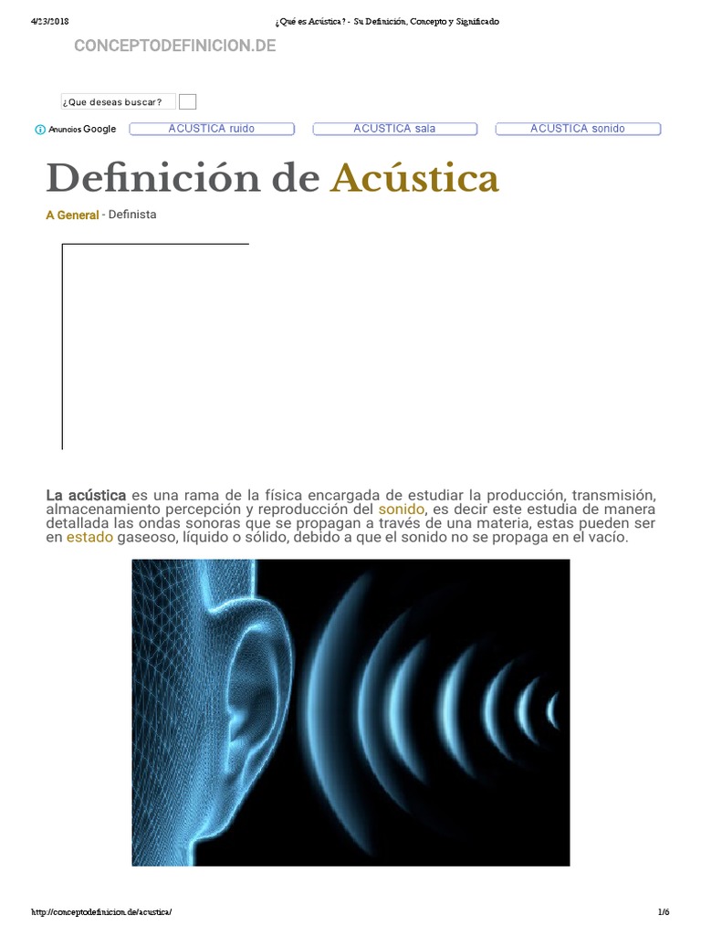 ¿Qué Es Acústica - Su Definición, Concepto y Significado | PDF | Sonido ...