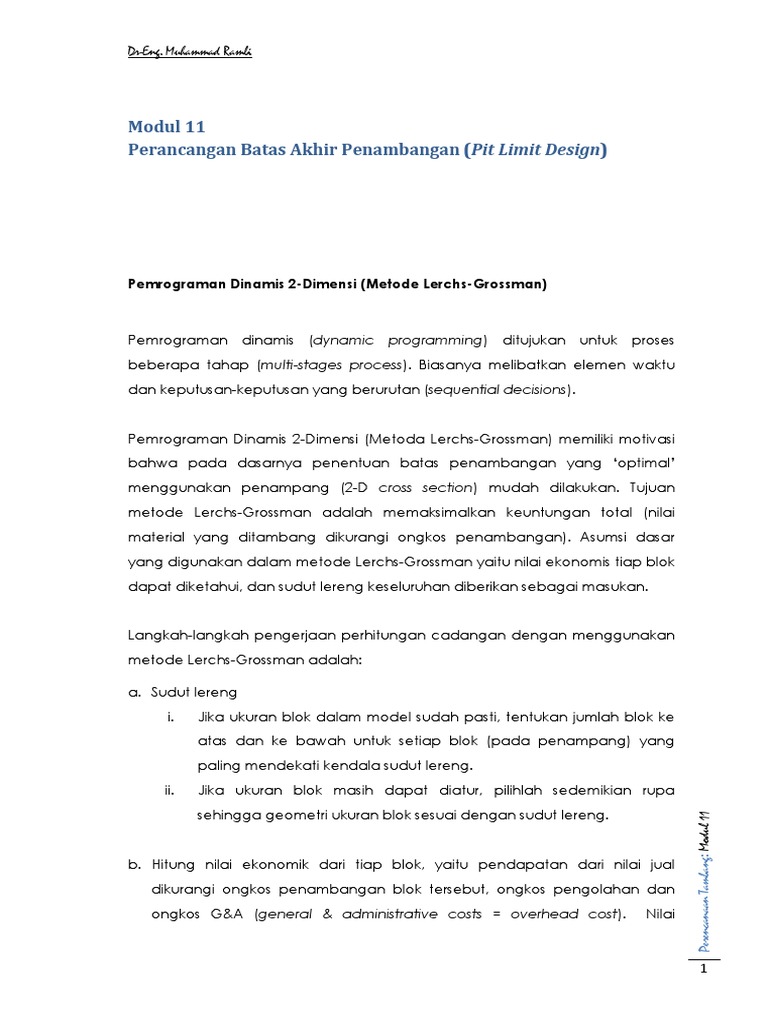 Modul - 11 - Pit Limit Design 3 | PDF
