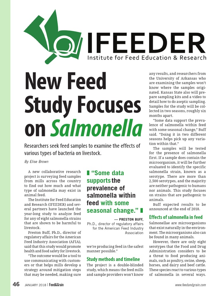 Salmonella Feed Study, January 2018 Feed and Grain by Elise Brown | PDF ...