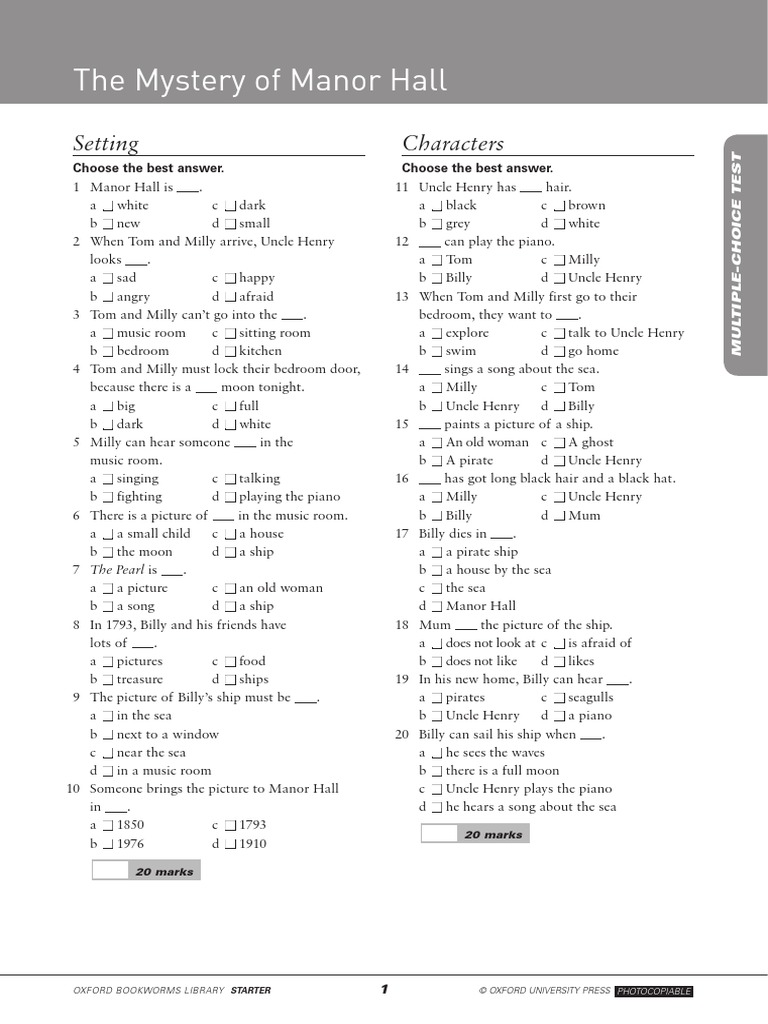 Mystery Manor Test PDF | PDF