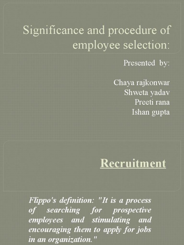 Employee Selection Process Guide | PDF | Employment | Recruitment