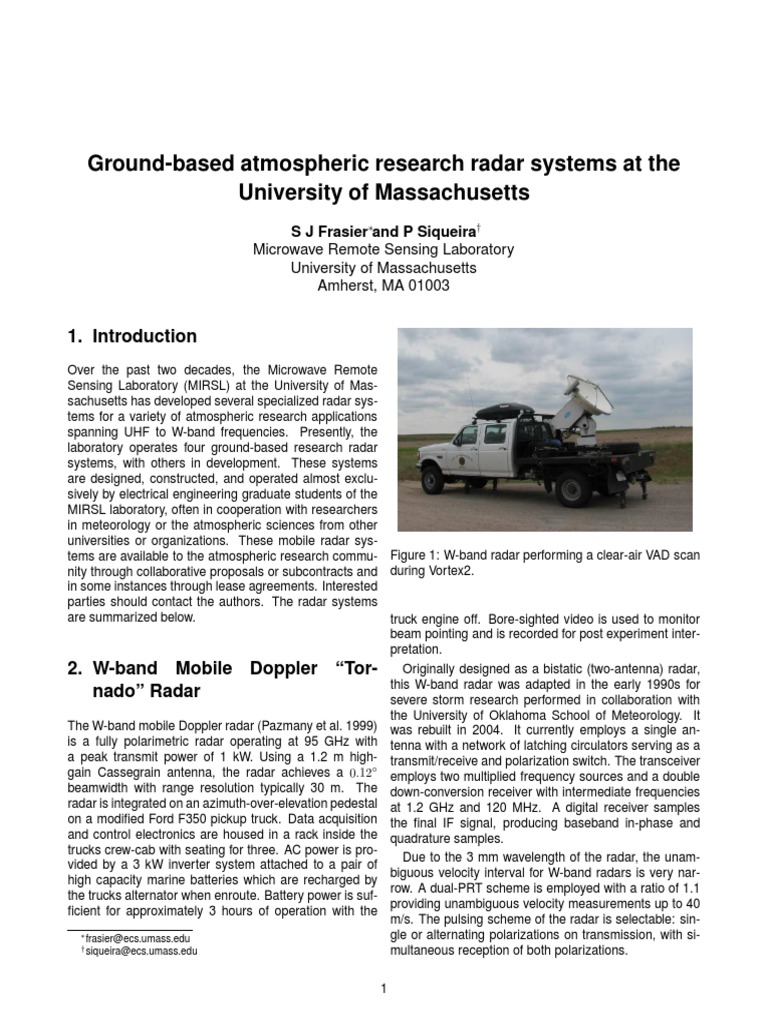 Ground-Based Atmospheric Research Radar Systems at The University of ...