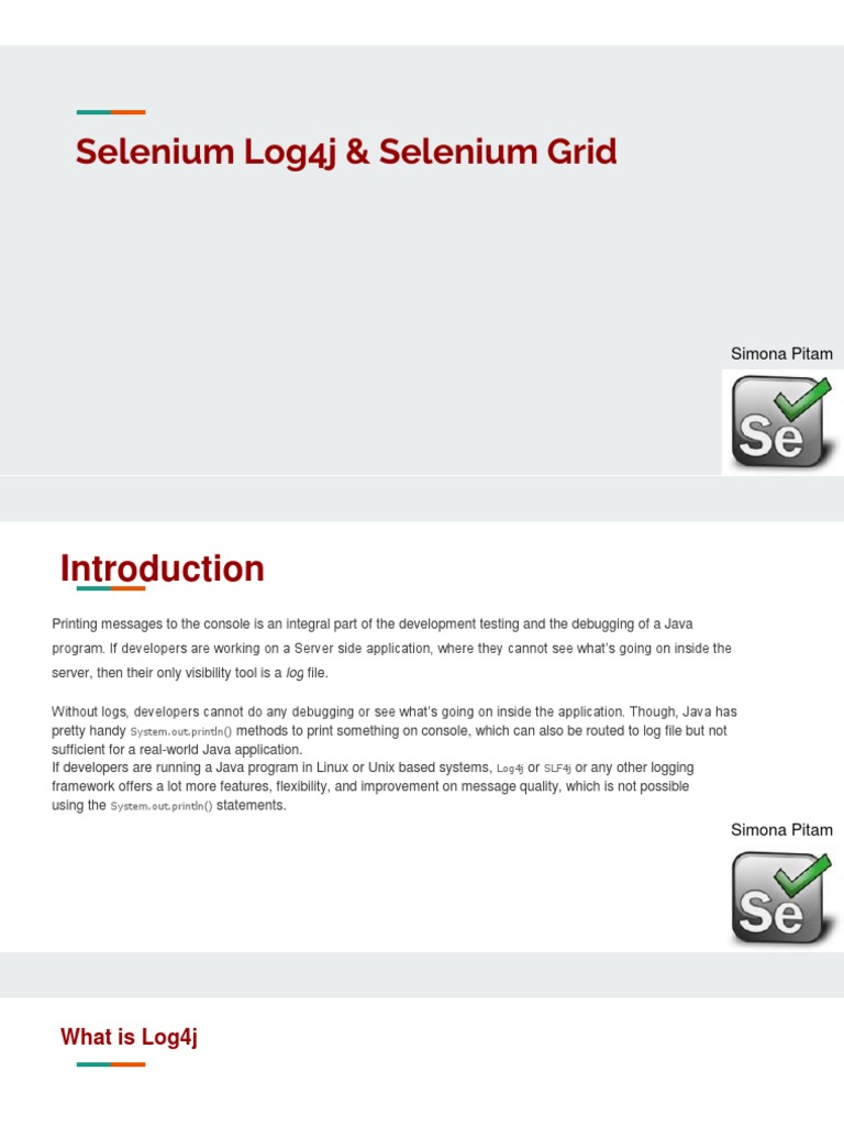 Selenium Log4j & Selenium Grid | PDF | Selenium (Software) | System Software