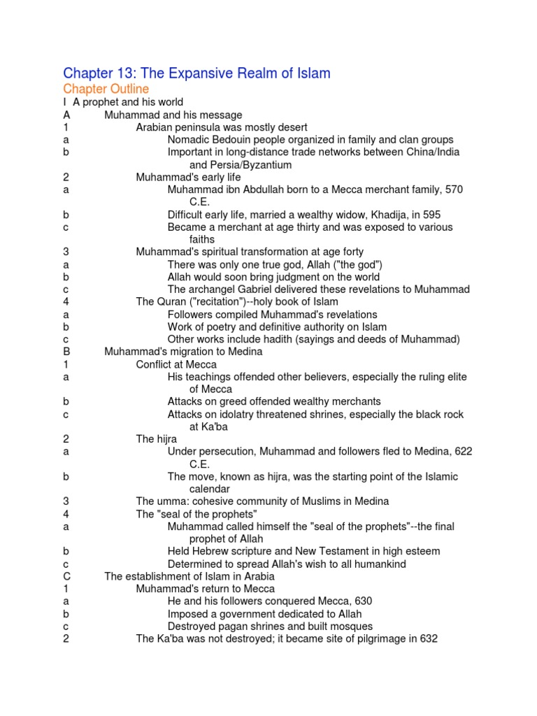 Chapter 13: The Expansive Realm of Islam | PDF | Muhammad | Shia Islam