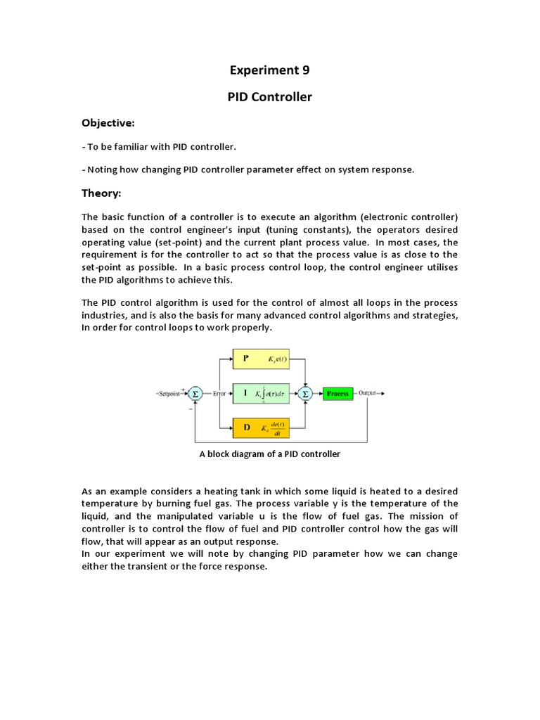 Objective:: Experiment 9 PID Controller | PDF | Control Theory | Derivative