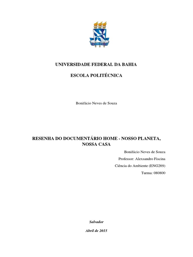 Resenha Do Documentário 'Home - Nosso Planeta, Nossa Casa' | PDF ...