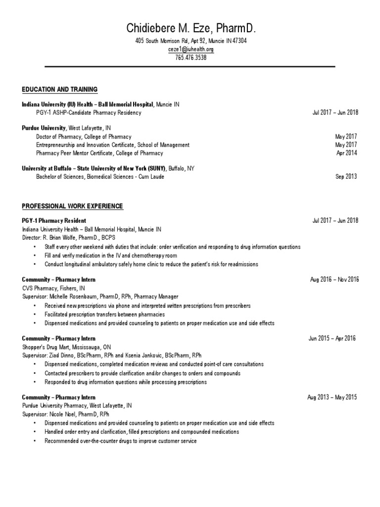 Chidiebere Eze - CV 3 | PDF | Pharmaceutical Drug | Pharmacy