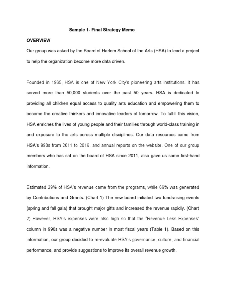 Sample 1 - Individual Strategy Memo | PDF | Fundraising | Evaluation