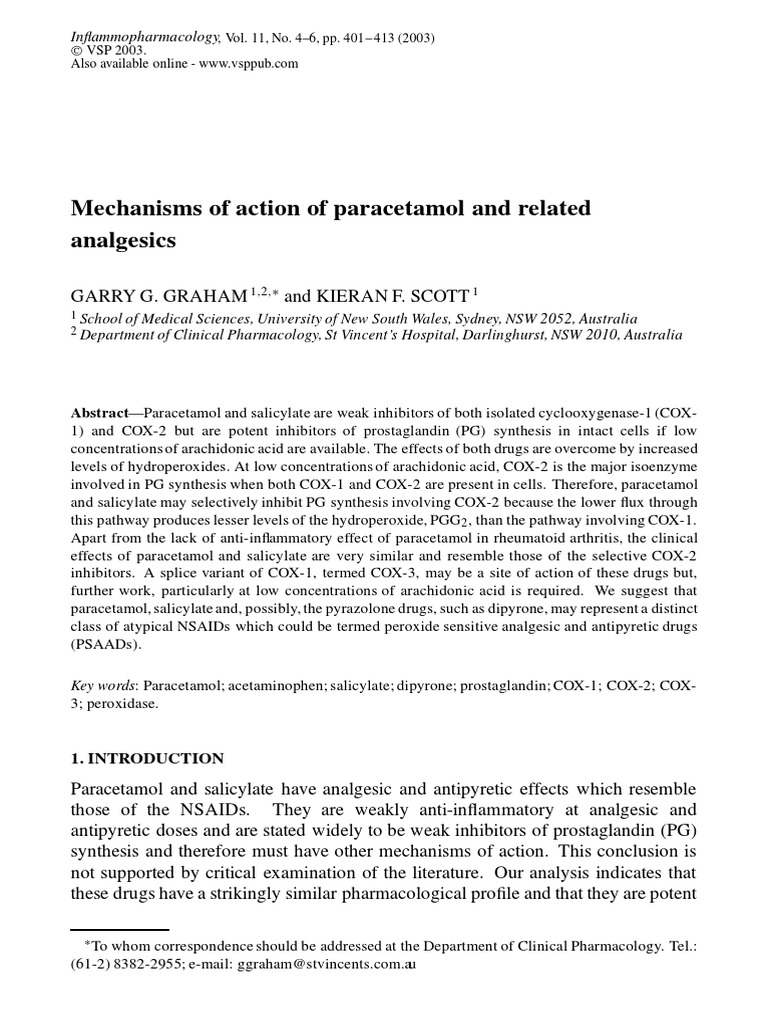 Mechanisms of Action of Paracetamol and Related Analgesics | PDF ...