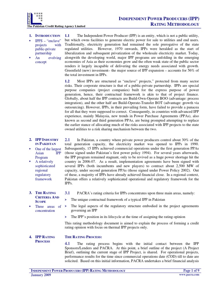 IPP Rating Methodology | PDF | Debt | Market Liquidity