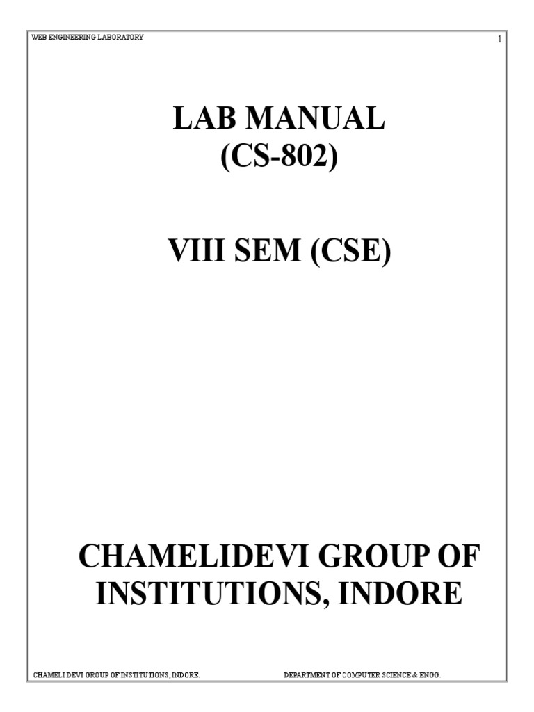 Lab Manual (CS-802) Viii Sem (Cse) : Web Engineering Laboratory | PDF | Html Element | Html