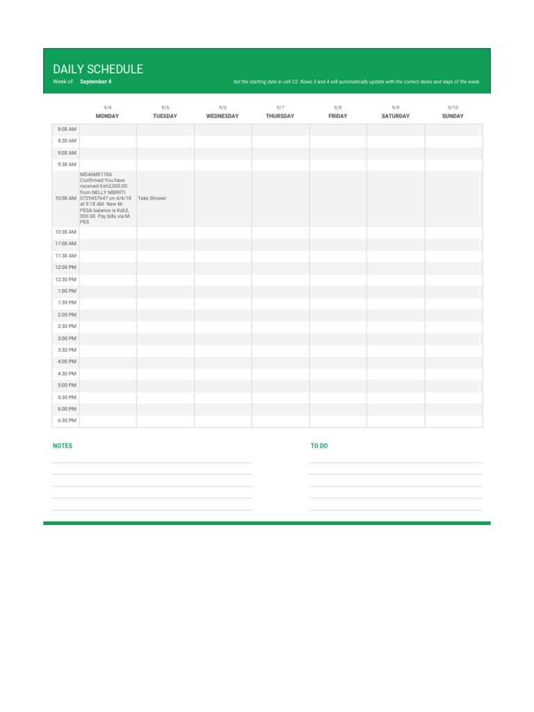 Daily Schedule: Monday Tuesday Wednesday Thursday Friday Saturday ...