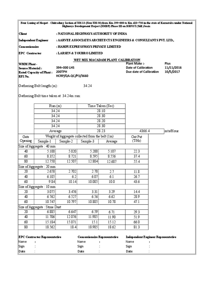 WMM Plant Calibration Report Summary | PDF | Road Infrastructure | Road ...