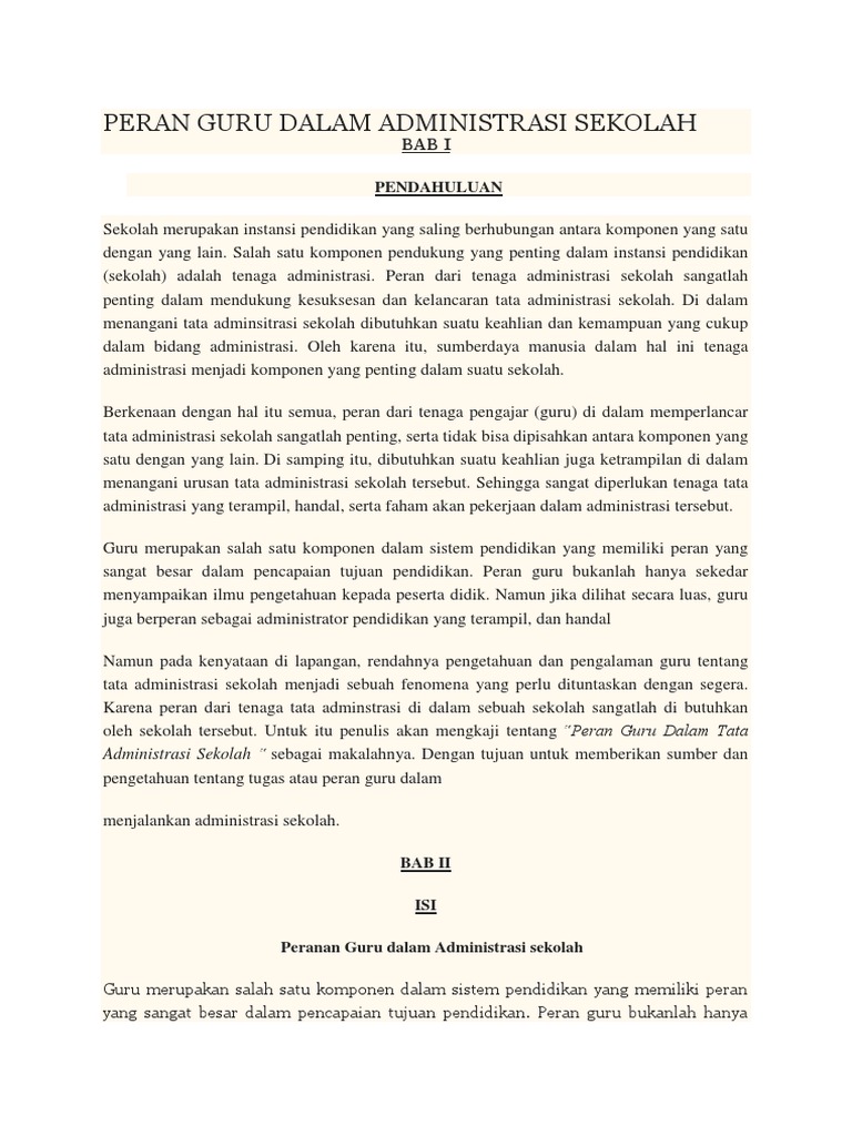 Peran Guru dalam Administrasi Sekolah | PDF