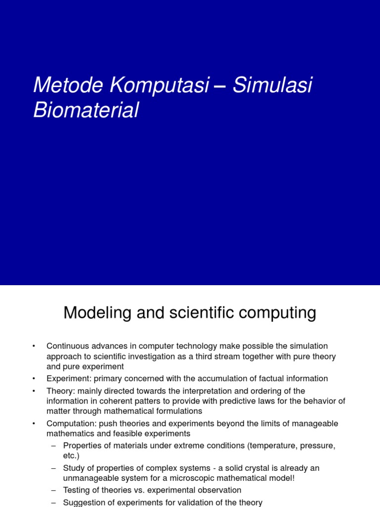 Metode Komputasi - Simulasi Biomaterial | PDF | Computational Chemistry | Ab Initio Quantum ...