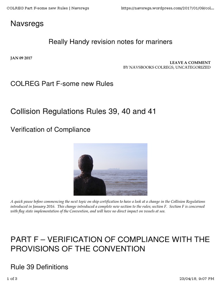 Colregs Part 1 : COLREGS – SLLYBQ