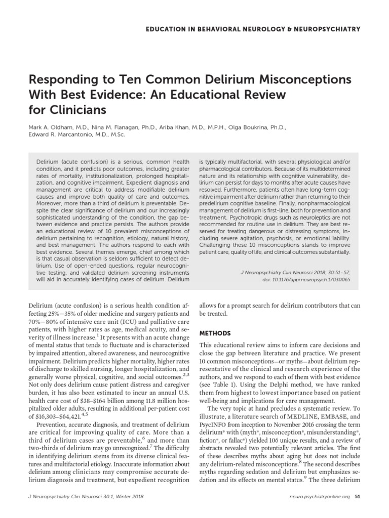 Responding To Ten Common Delirium Misconceptions | PDF | Dementia ...