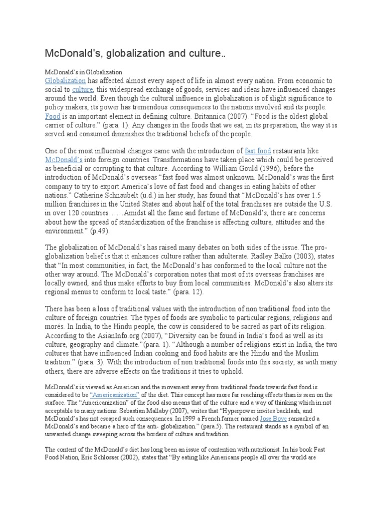 Mcdonald'S, Globalization and Culture | PDF | Nokia | Financial Markets