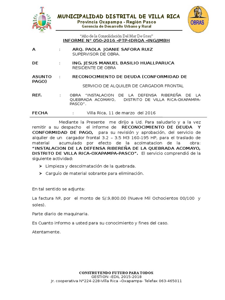 Informe Conformidad de Pago Final | Economias | Negocios