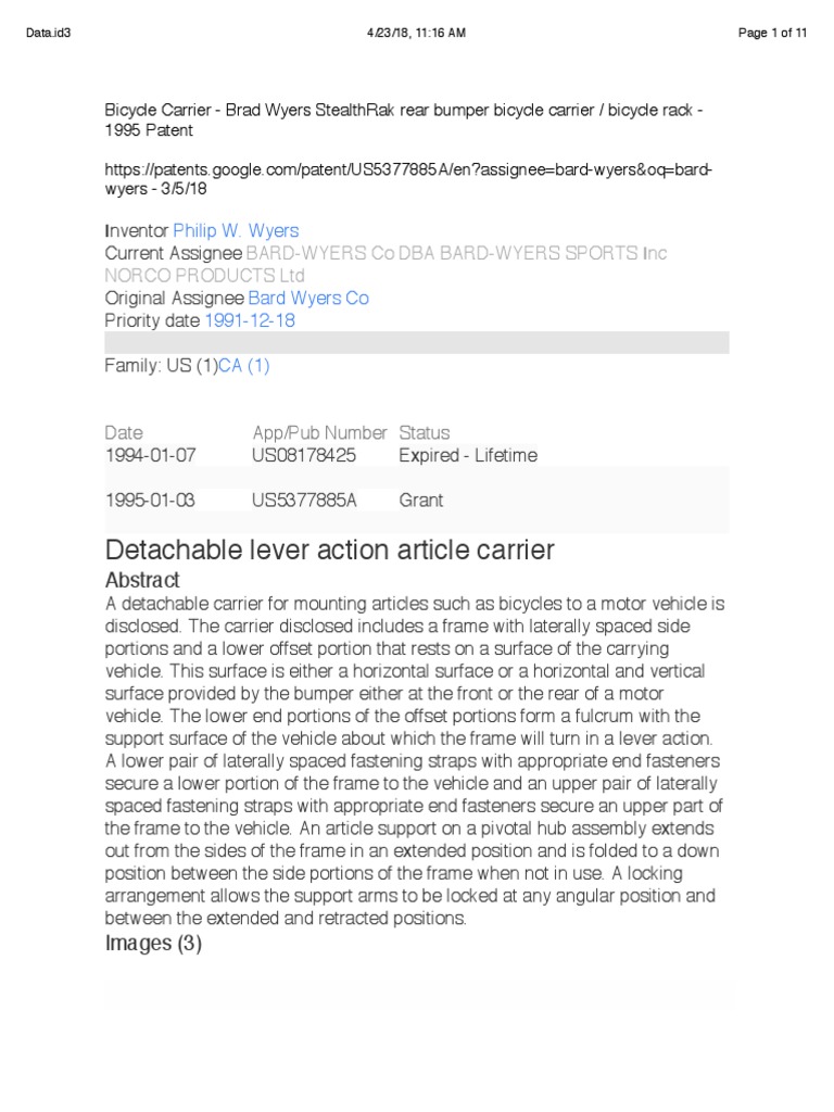 Bard Wyers Stealth-Rak Patent | PDF | Screw | Lever