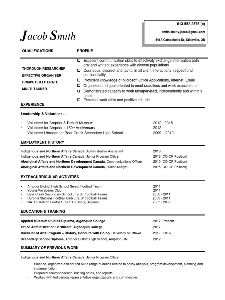 Jacob Smith CV | PDF | Communication | Business