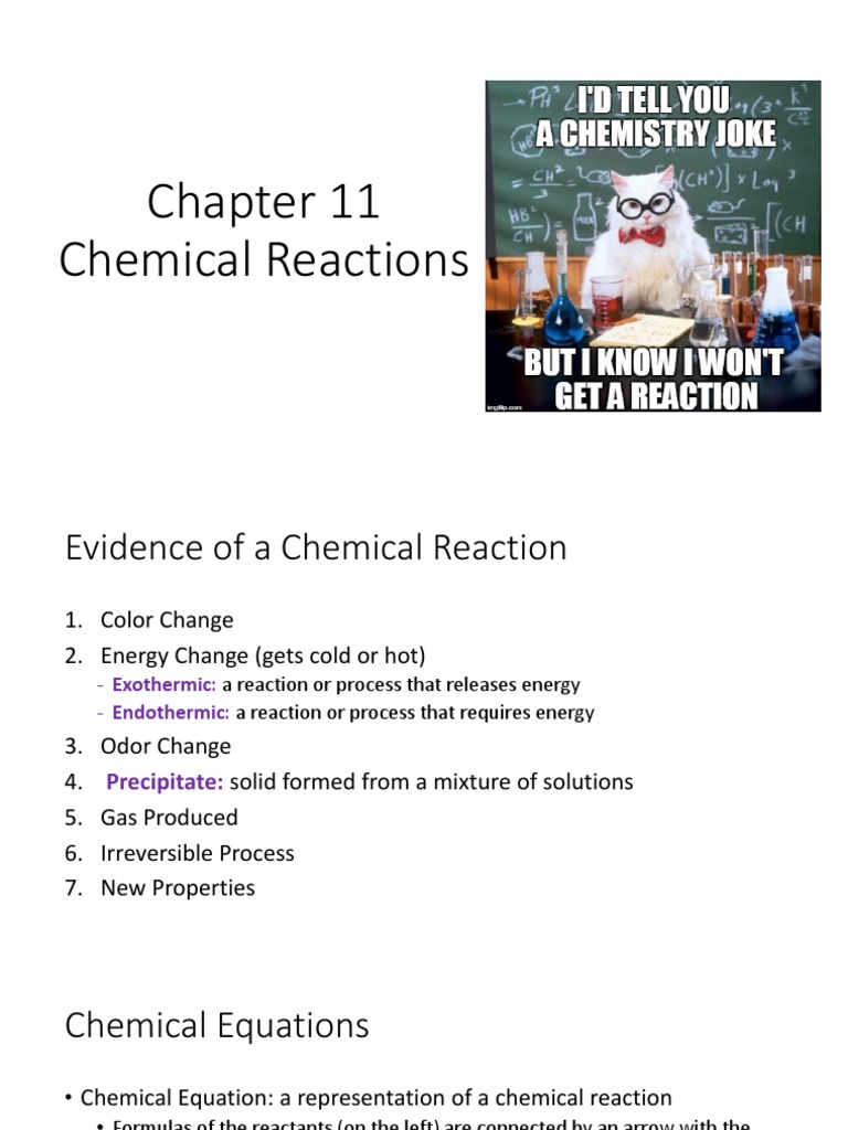 Chapter 11 - Chemical Reactions PDF | Download Free PDF | Solution ...