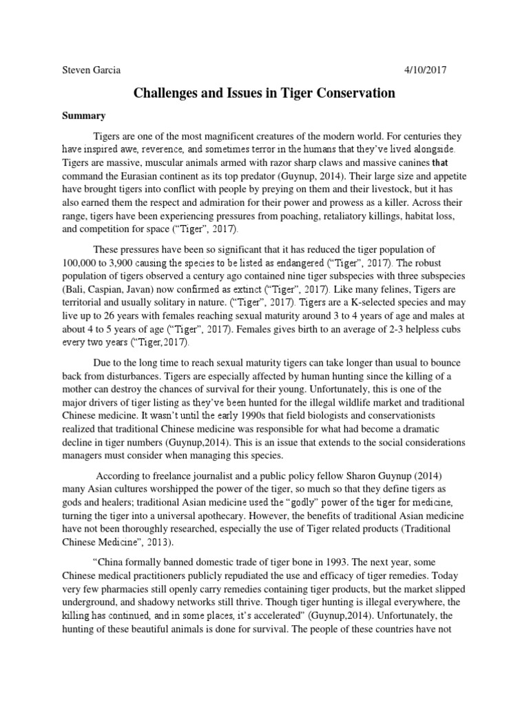 Challenges in Tiger Conservation Efforts | PDF | Tiger | Conservation ...