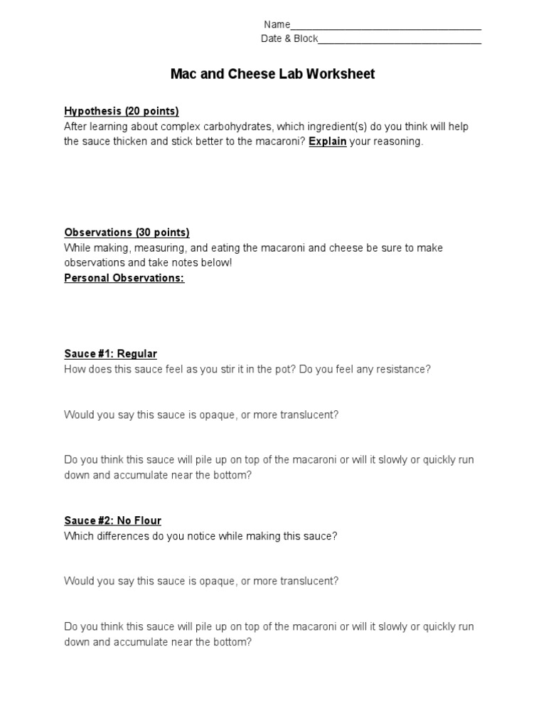 Fs Mac Cheese Lab | PDF | Starch | Food Ingredients