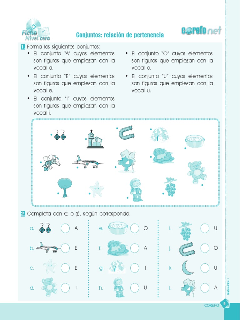 MAT1P - U1 - Ficha Cero Conjuntos Relación de Pertenencia | PDF