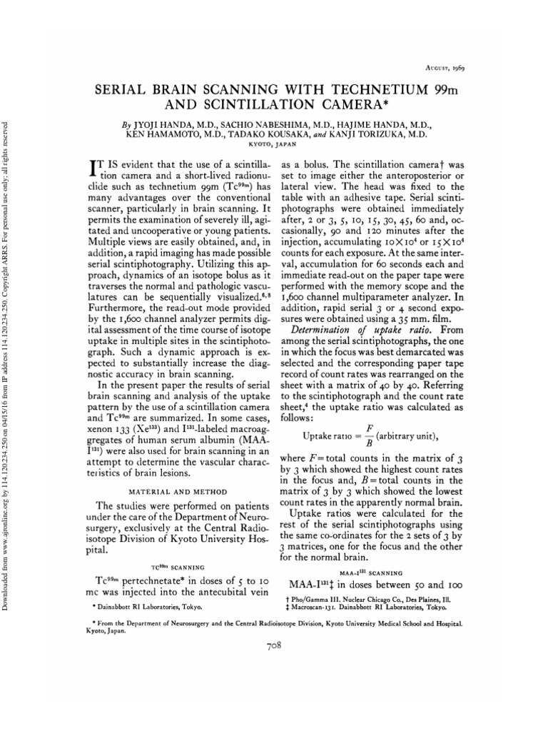 Serial Brain Scanning With Technetium AND Scintillation Camera | PDF ...