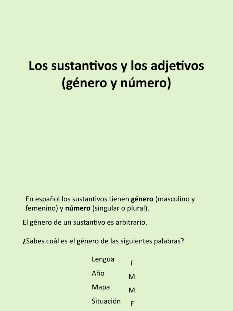 Sustantivos Adjetivos Genero y Numero | PDF | Género gramatical ...