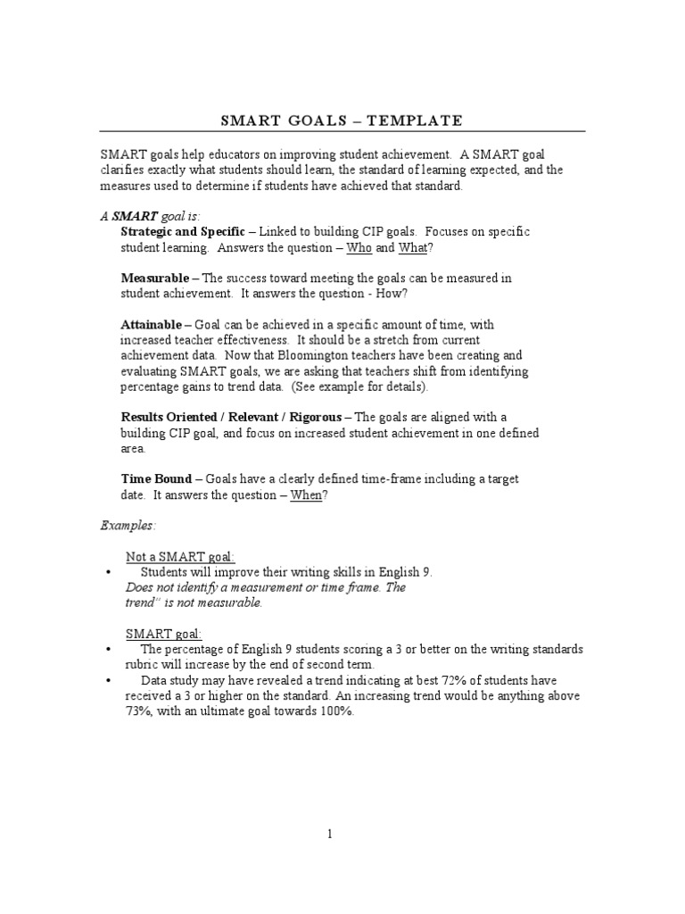 SMART Goals Template for Educators | PDF | Self-Improvement