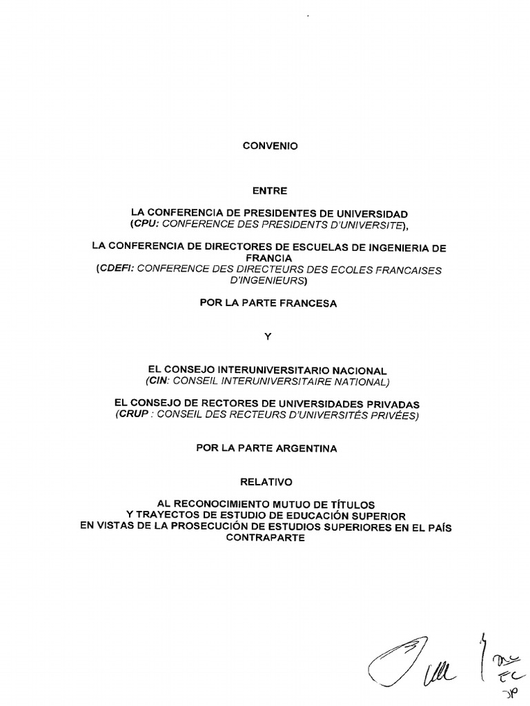 Convenio - Reconocimiento Mutuo de Titulos - Esp | PDF